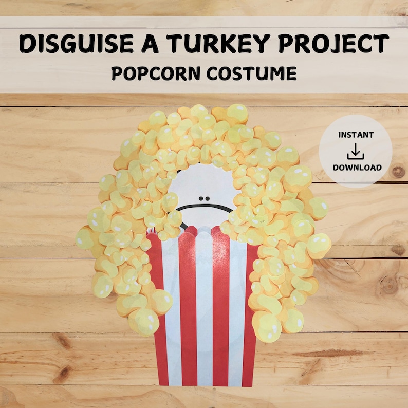 Disguise a Turkey Project | Popcorn Disguise | Digital Download PDF - Etsy