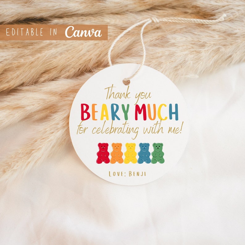 Gummy Bear Birthday Favor Tag: Canva Editable (digital Download) - Etsy