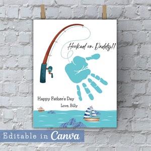Fishing Handprint Father's Day Craft: DIY Keepsake (editable Canva ...