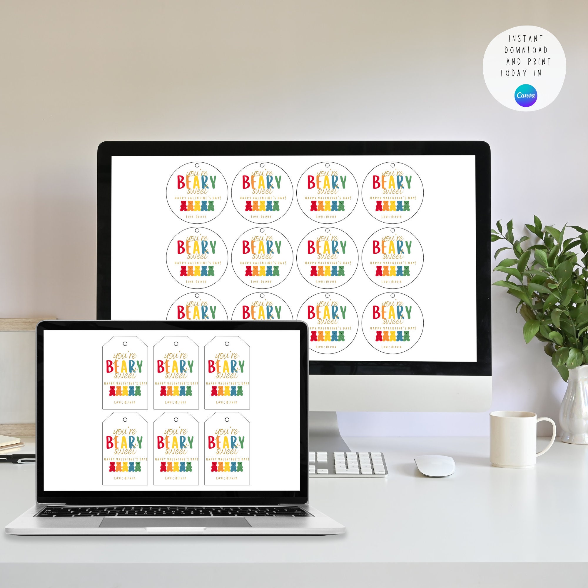 Gummy Bear Valentine's Day Tag: Editable Printable (digital Download ...