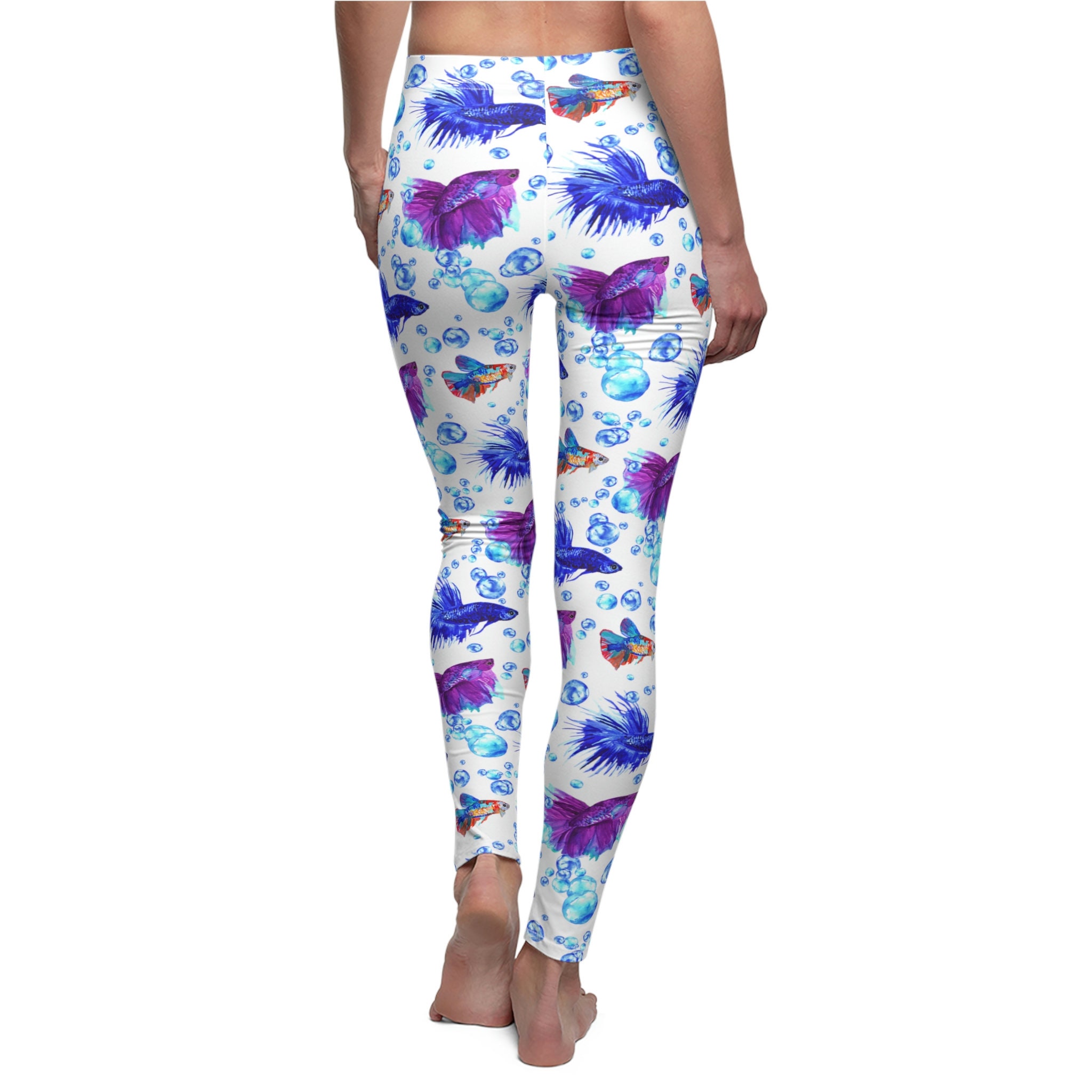 Watercolor Betta Fish Yoga Pants Betta Leggings Light Blue Fish Print ...