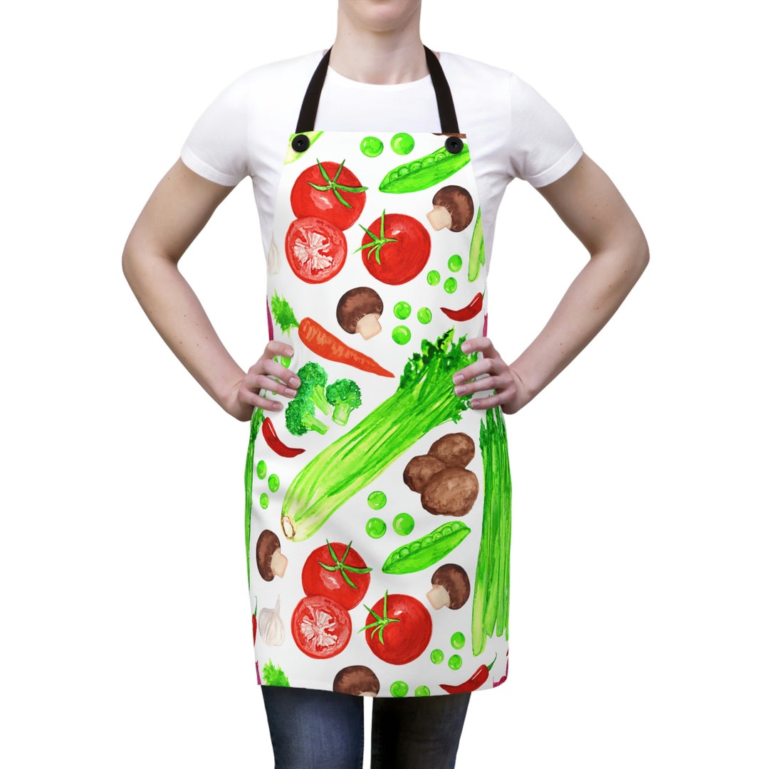 Watercolor Vegetable Print Apron Veggies Apron for Cooks and Veggie ...