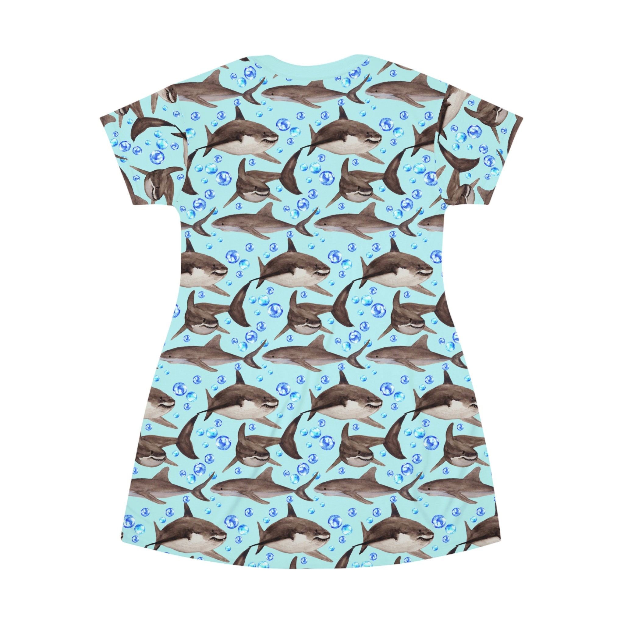 Watercolor Shark Dress Sharks Print T Shirt Dress for Women and Teenage ...