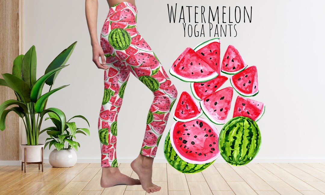 Watercolor Watermelon Yoga Pants Leggings Women and Teen Girls Cute ...