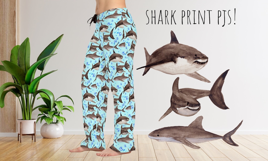 Shark Print Pajama Pants Sharks Theme Pjs Cute Shark Gifts for - Etsy UK