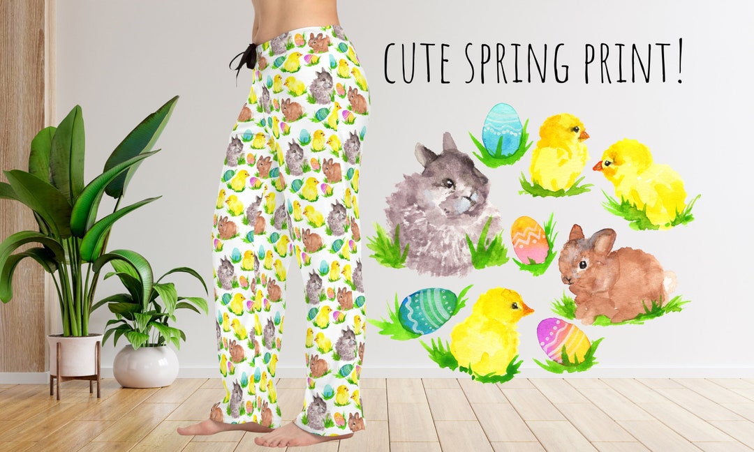Baby Bunny Pajama Pants Rabbit Baby Chick Easter Egg Print Pjs Cute ...