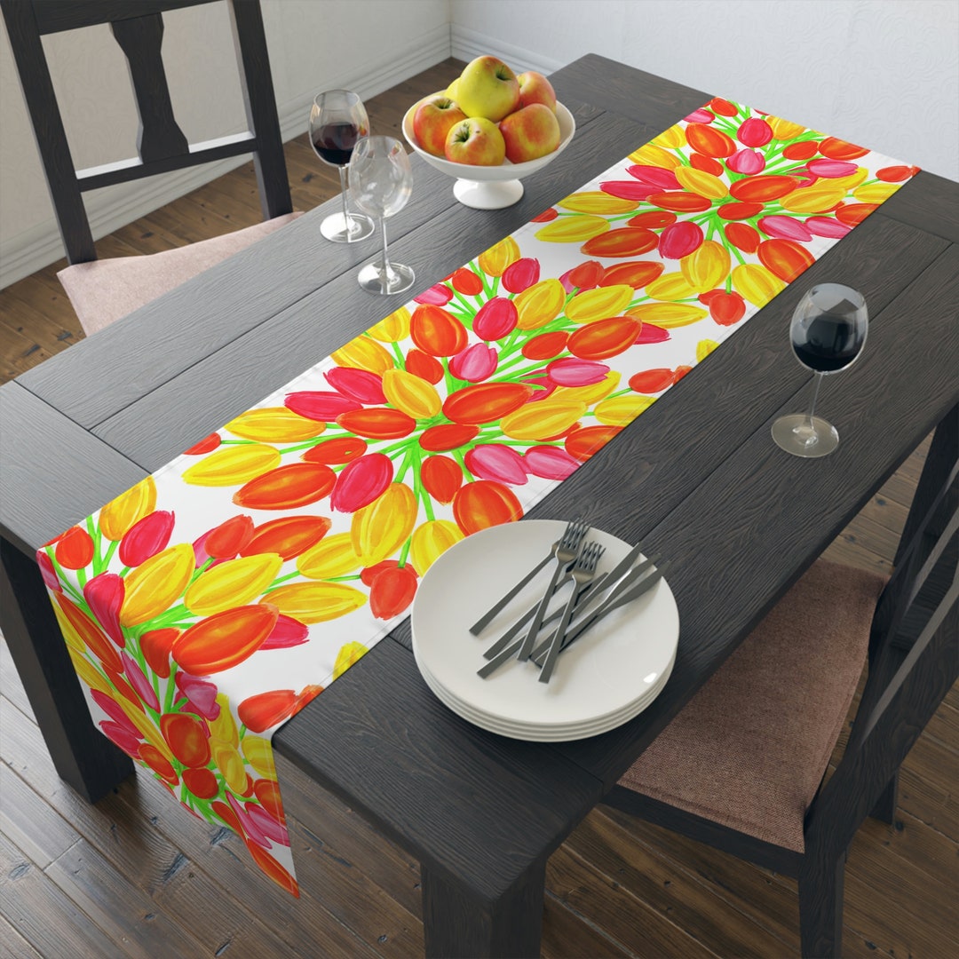 Orange Pink Yellow Tulips Table Runner Table Decor for Easter - Etsy
