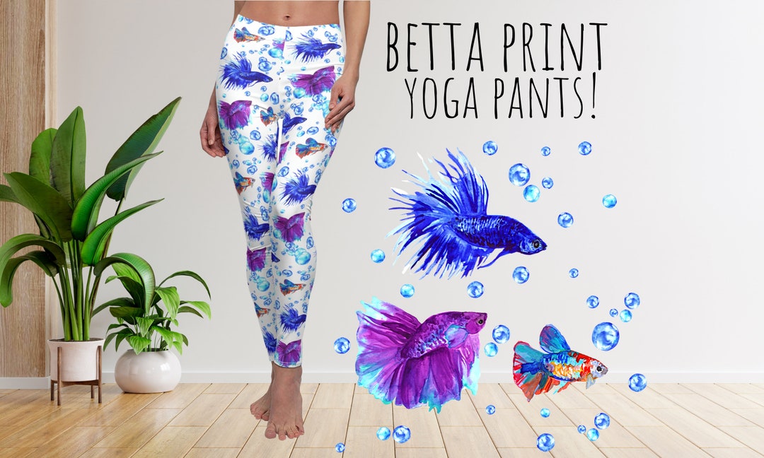 Watercolor Betta Fish Yoga Pants Betta Leggings Light Blue Fish Print ...