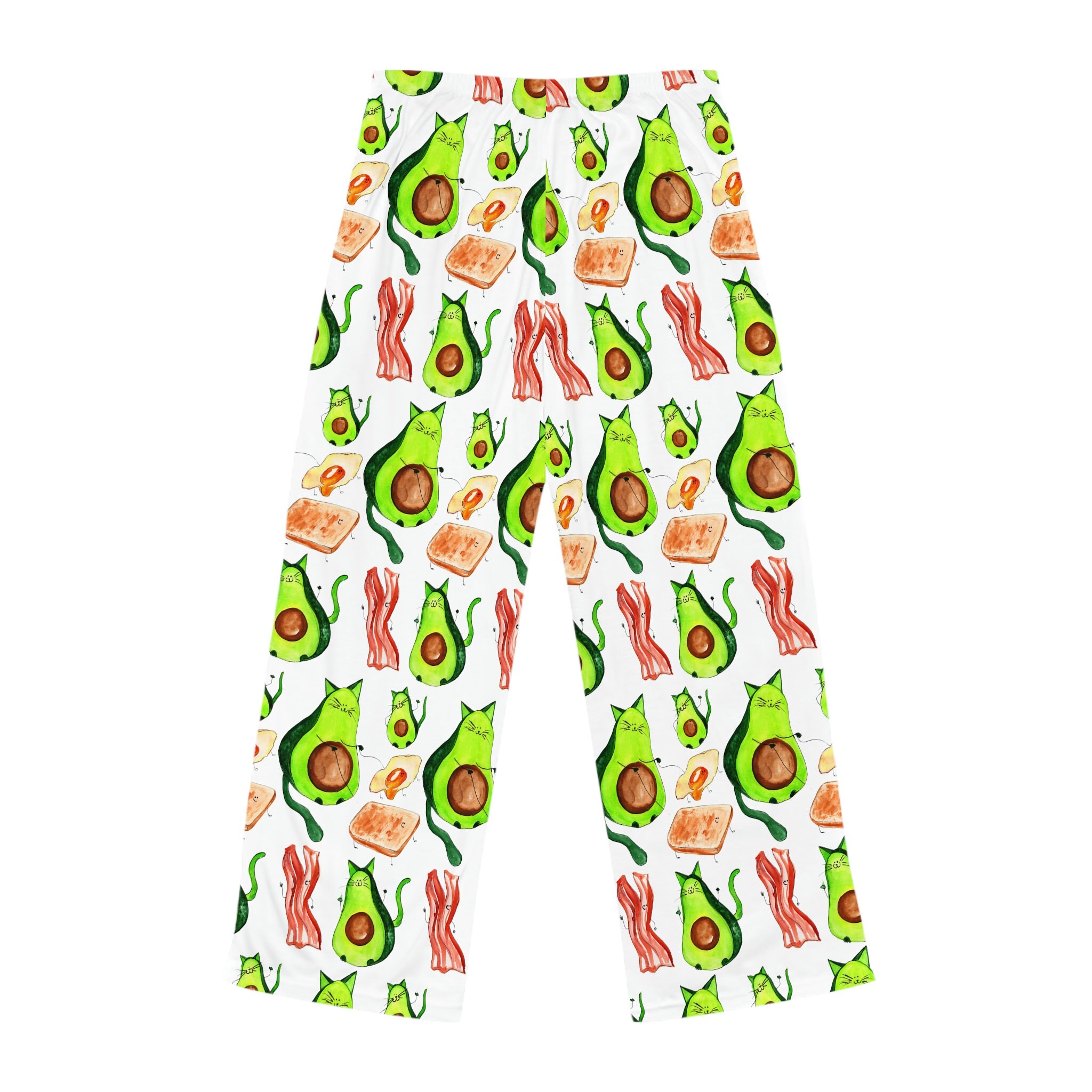 Avocado Cat Bacon Egg Toast Cartoon Print Pajamas Womens Pjs Cartoot ...