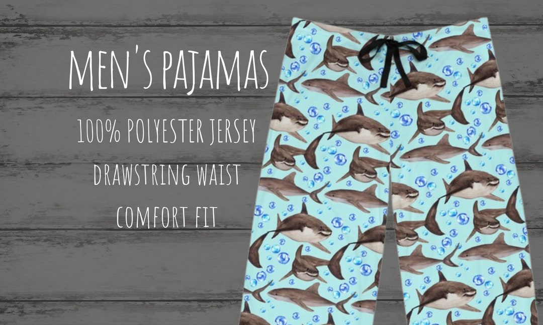 Men's Great White Shark Pajamas Sharks Print Pjs for Men and Teen Boys ...