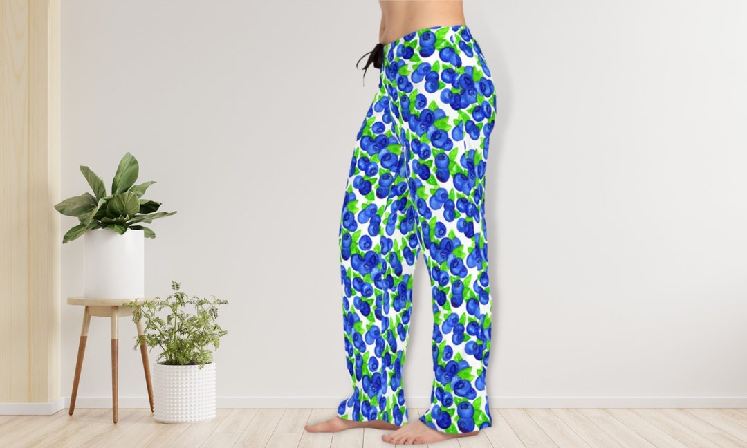 Blueberry Pajama Pants for Women and Teen Girls Blueberry Print Pjs ...