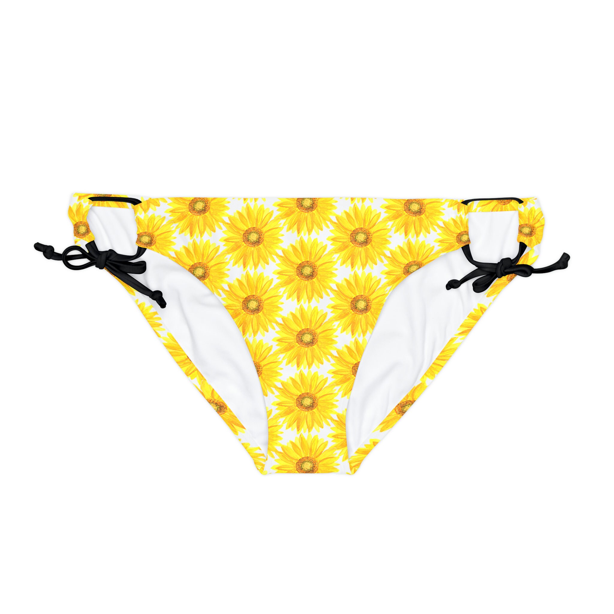 Sunflower Bikini Bottom Watercolor Sunflowers Swimsuit Bottom With Tie ...