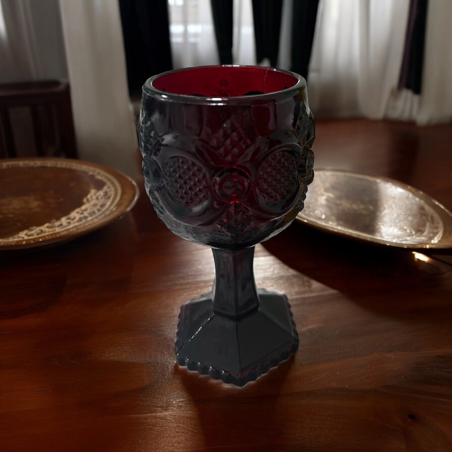 Avon Cape Cod Ruby Red Glass Cordial Goblets Set of 7 - Etsy