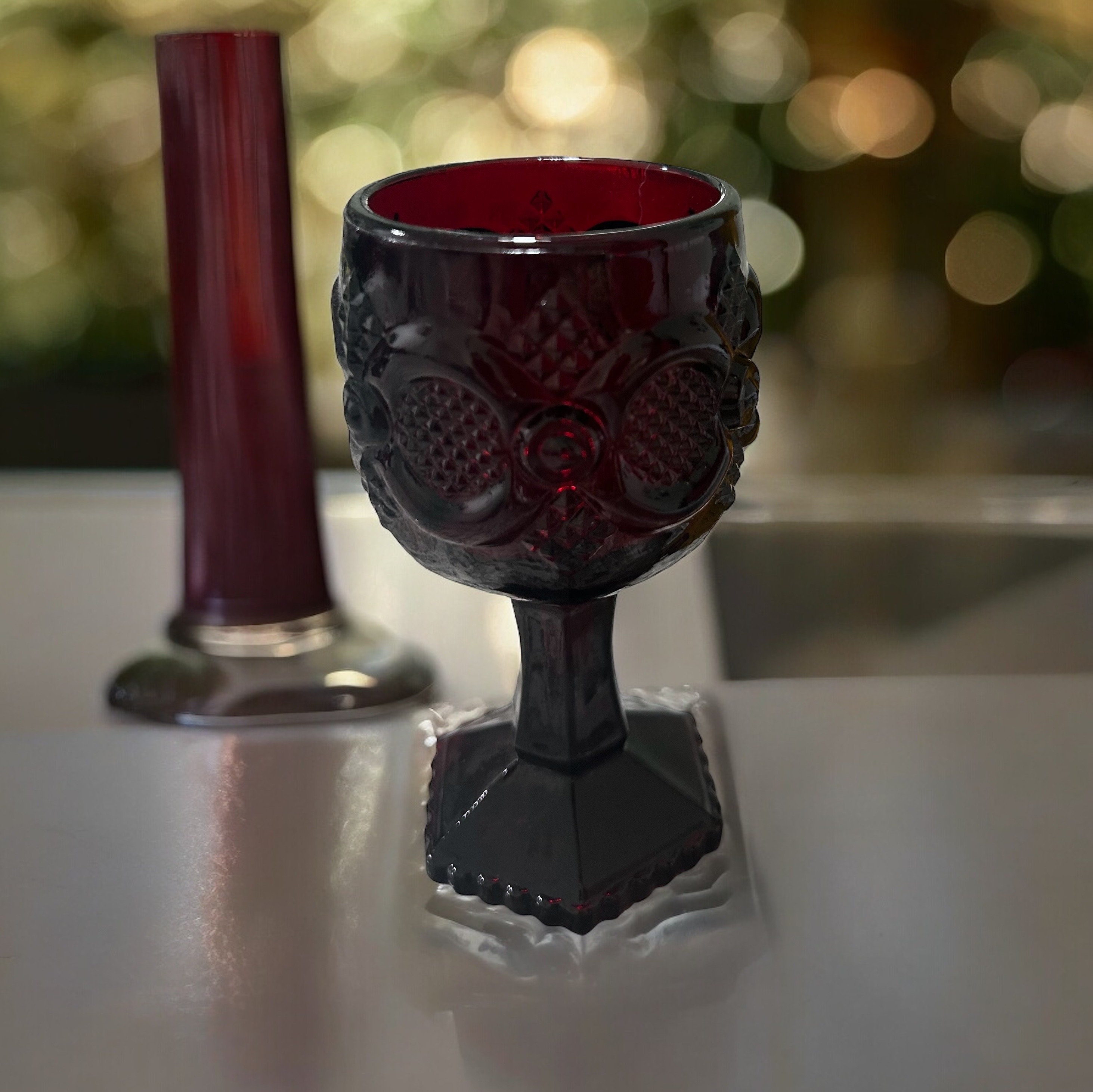 Avon Cape Cod Ruby Red Glass Cordial Goblets Set of 7 - Etsy