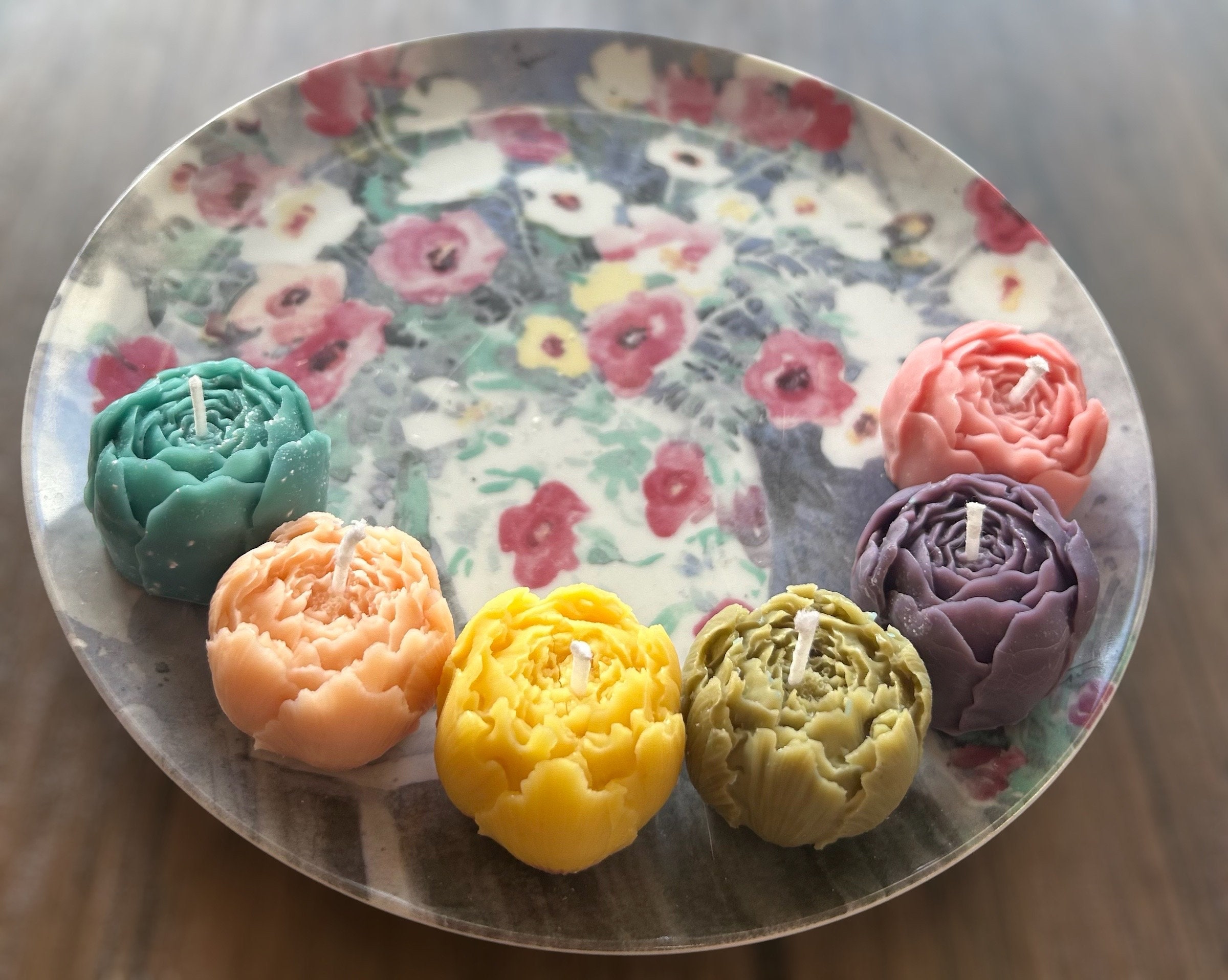 Floral Collector Plates, Display Plates, Tea Light Candles - Etsy