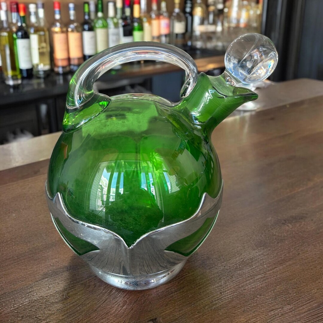 Vintage Forest Green Glass Pitcher - 1930s Farber Bros Collectible - Etsy