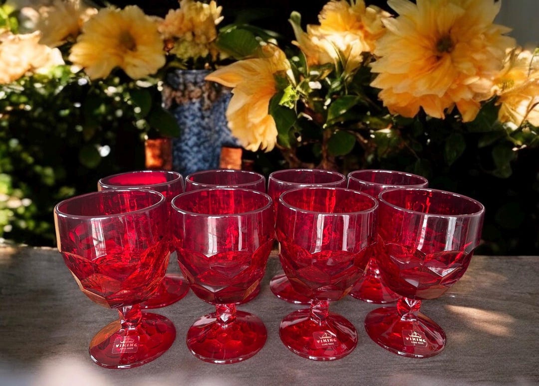 Avon Cape Cod Ruby Red Glass Cordial Goblets Set of 8 - Etsy