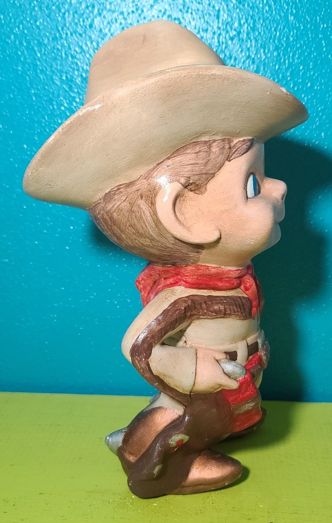 Vintage Big Head Smiley Ceramic Cowboy Western Gunslinger Figurine - Etsy