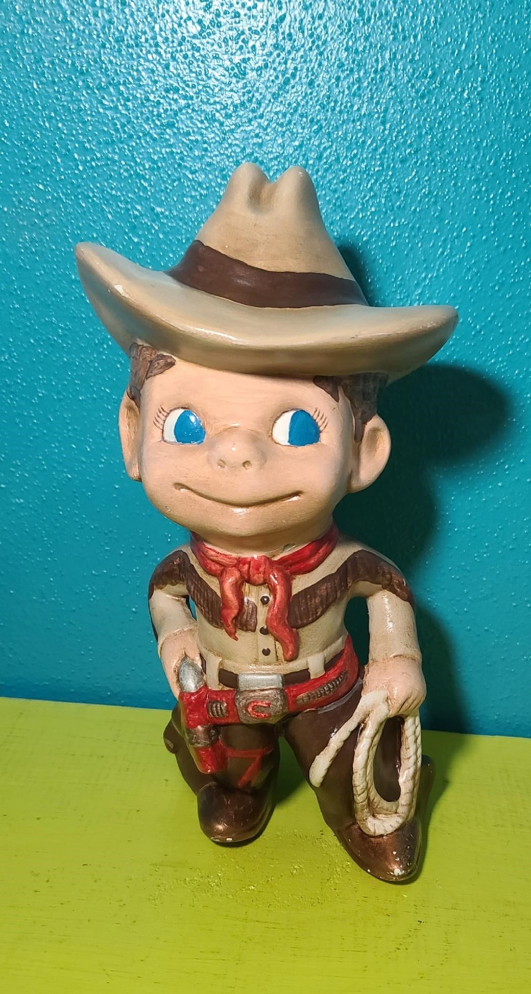 Vintage Big Head Smiley Ceramic Cowboy Western Gunslinger Figurine - Etsy