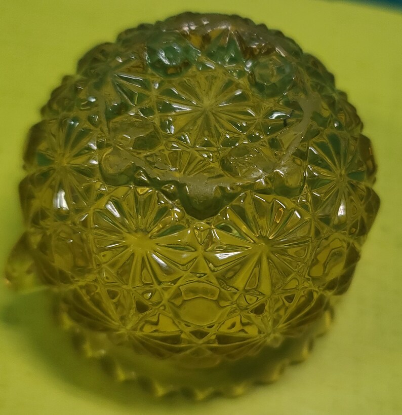 EAPG Pressed Amber Glass Daisy and Button Pattern Toothpick Holder With ...