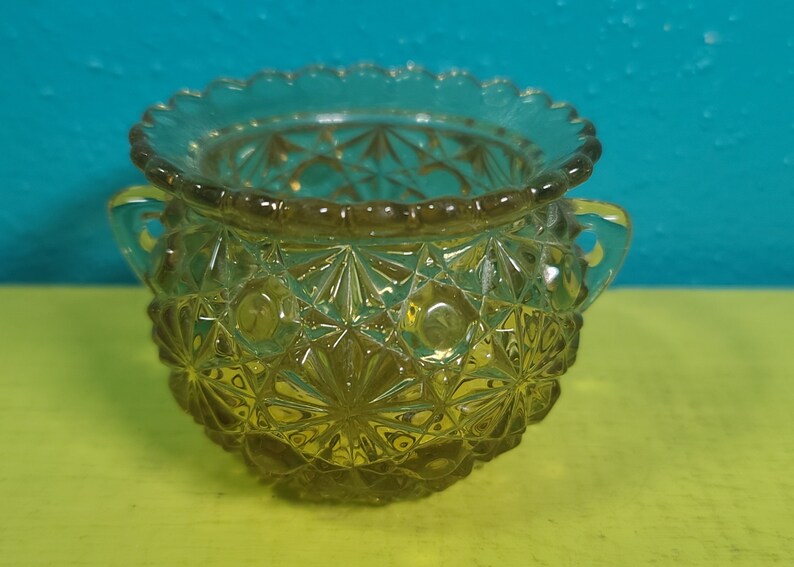 EAPG Pressed Amber Glass Daisy and Button Pattern Toothpick Holder With ...