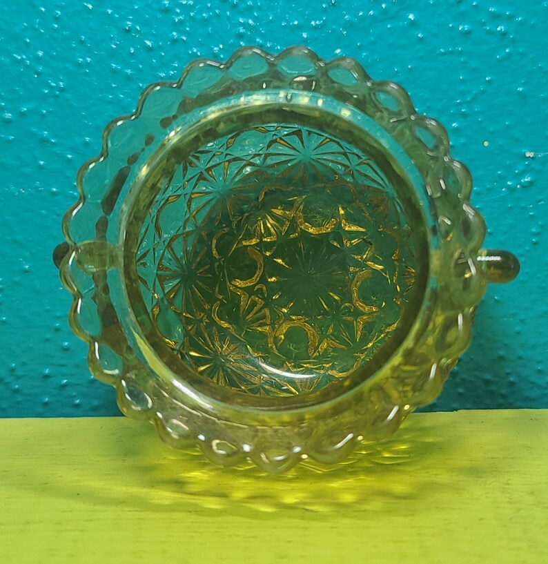 EAPG Pressed Amber Glass Daisy and Button Pattern Toothpick Holder With ...