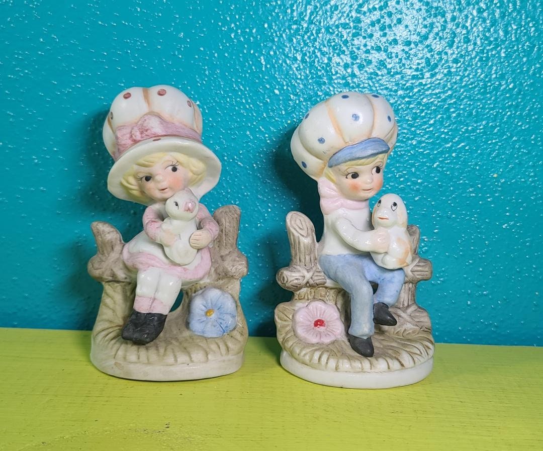 Charming Vintage Lefton Boy and Girl With Cat and Dog Figurines - Etsy