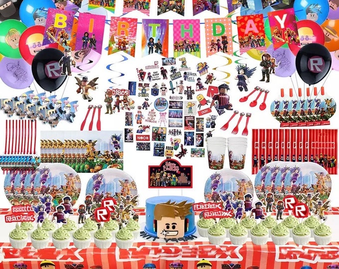 Roblox Birthday Party Supplies for Boys Robot Party Decorations, Happy ...
