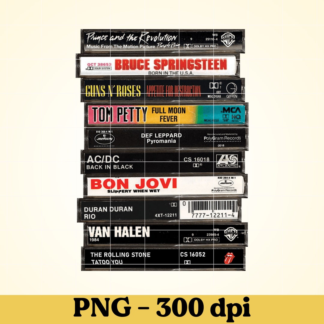 Rock Cassettes Tape PNG, Rock Bands Shirt, Unisex Tee, Vintage Feel ...