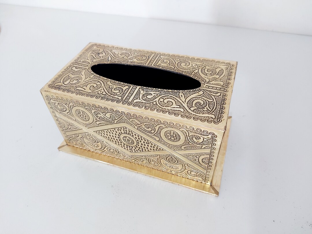 Vintage Solid Brass Tissue Box Cover Hollywood Regency Gold - Etsy