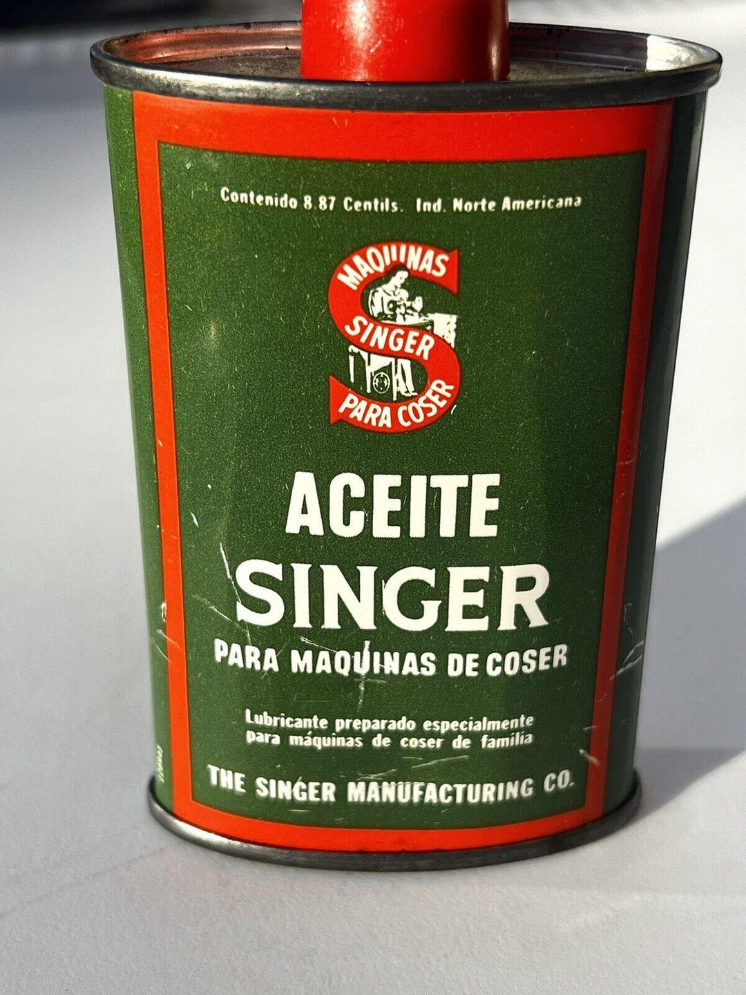 Extremely Rare Singer Sewing Machine Oil Tin Can M.R. Marcas Registrada ...