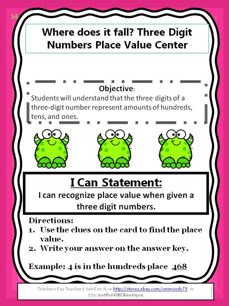 Teacher Made Place Value Center, Understanding 3 Digit Numbers and ...