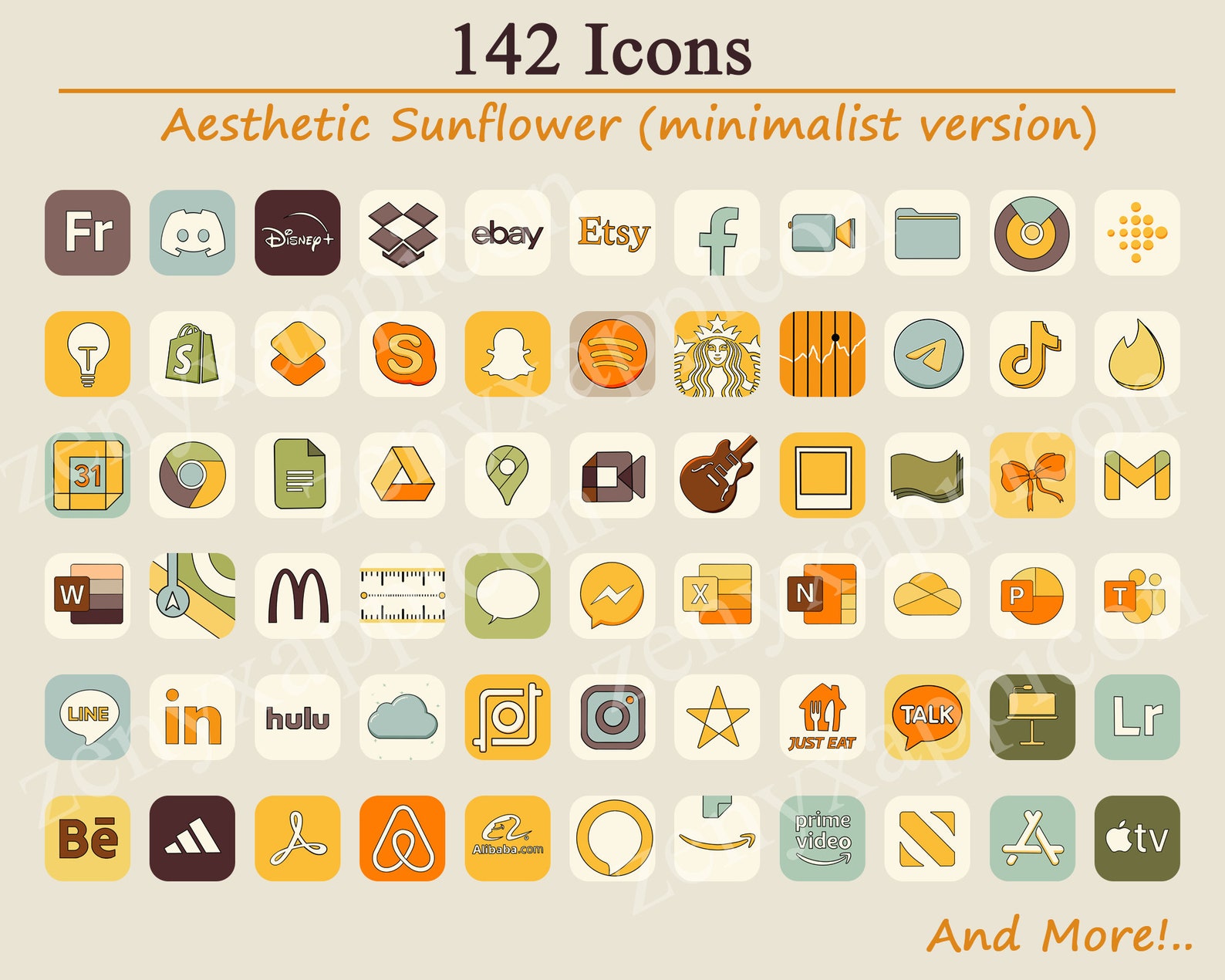 Cute Sunflower App Icon Pack , IOS iPhone Theme, Android Theme - Etsy