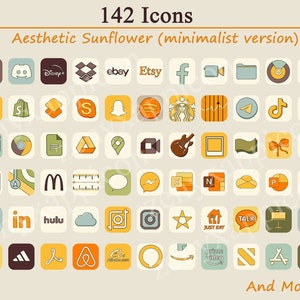 Cute Sunflower App Icon Pack , IOS iPhone Theme, Android Theme - Etsy
