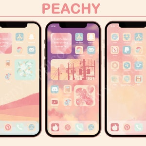 Cute Peach App Icon Pack , IOS iPhone Theme Homescreen, Android Phone ...
