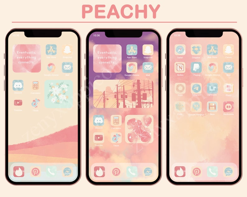 Cute Peach App Icon Pack , IOS iPhone Theme Homescreen, Android Phone ...