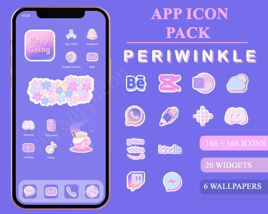 Aesthetic Periwinkle App Icons Pack , IOS iPhone Theme Homescreen ...