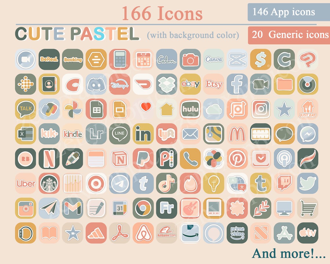 Cute Pastel App Icons Pack IOS iPad Theme Homescreen - Etsy