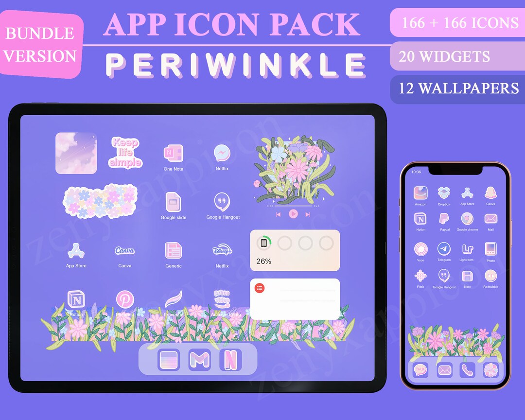 Aesthetic Periwinkle App Icons Pack Widget Wallpaper for IOS Android ...