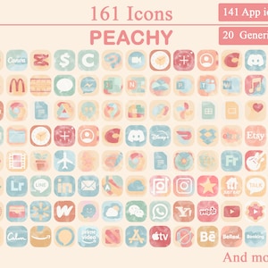 Cute Peach App Icon Pack , IOS iPhone Theme Homescreen, Android Phone ...