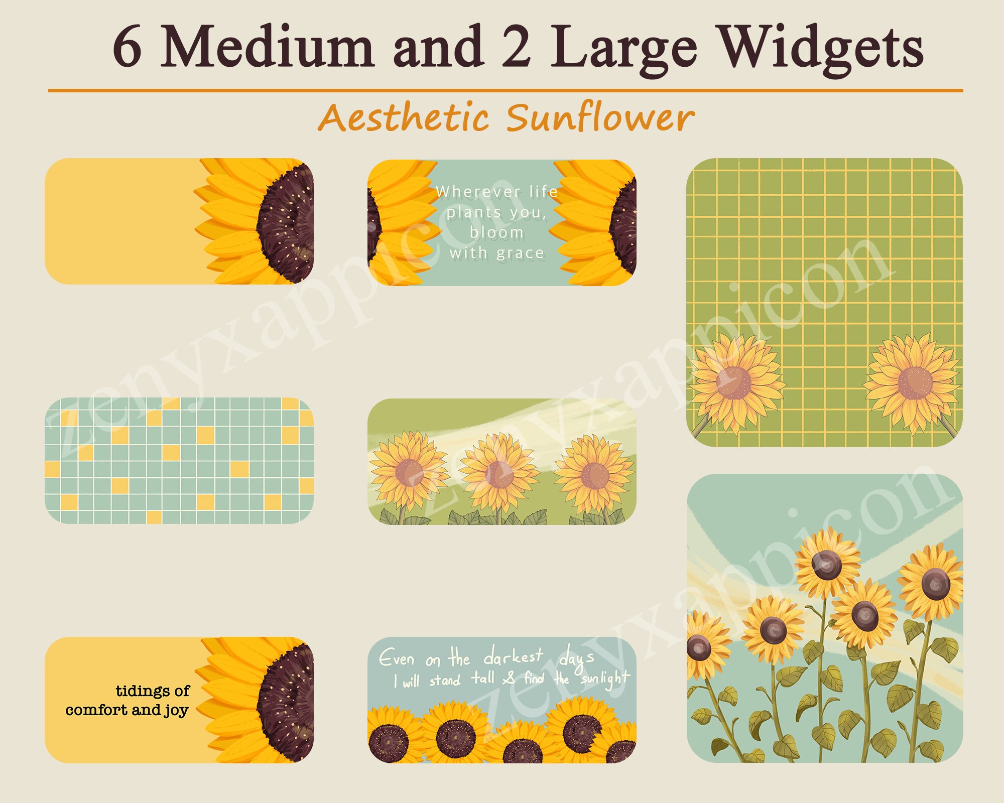Cute Sunflower App Icon Set , IOS iPad Theme, Tablet Android Theme - Etsy