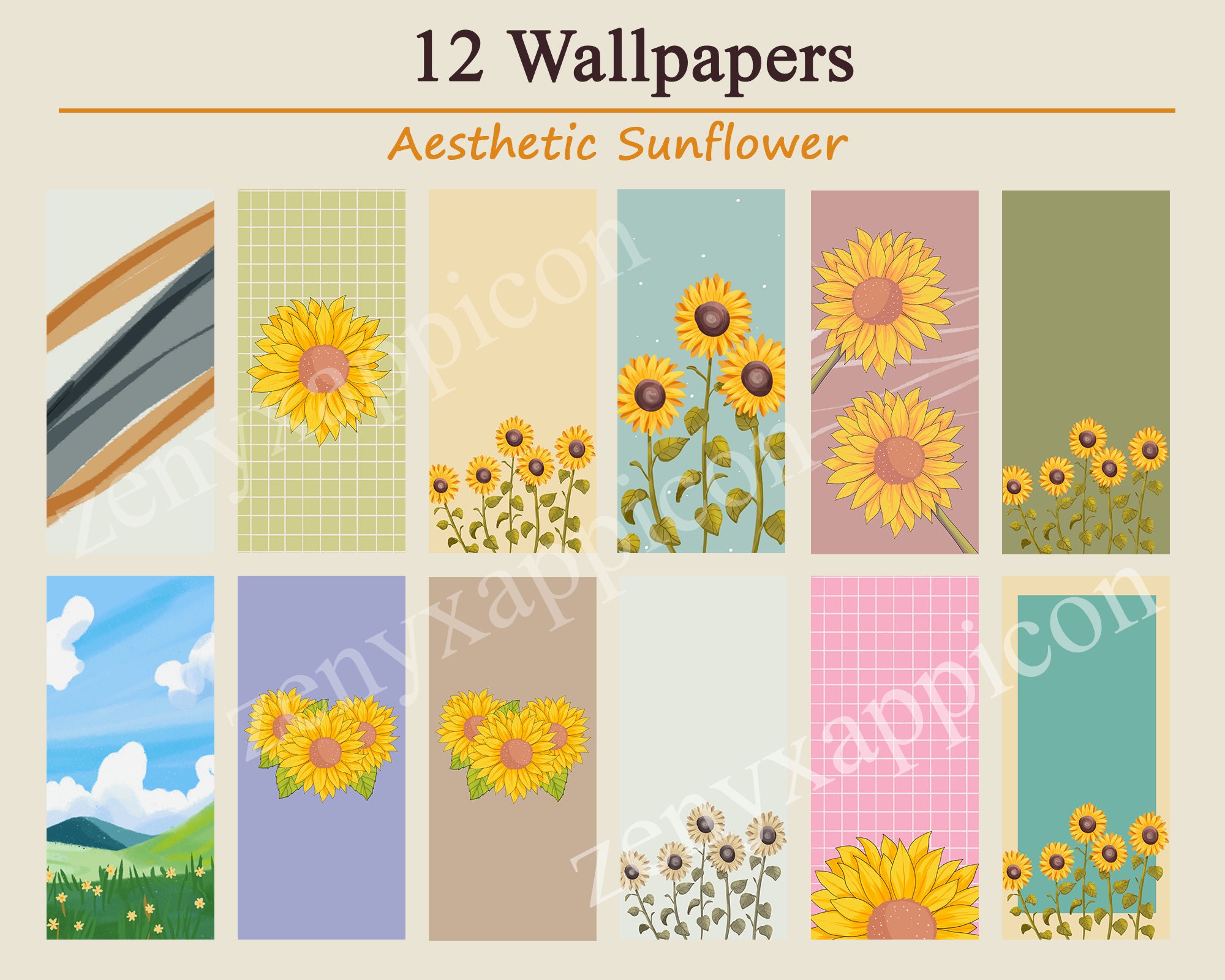 Cute Sunflower App Icon Pack , IOS iPhone Theme, Android Theme - Etsy
