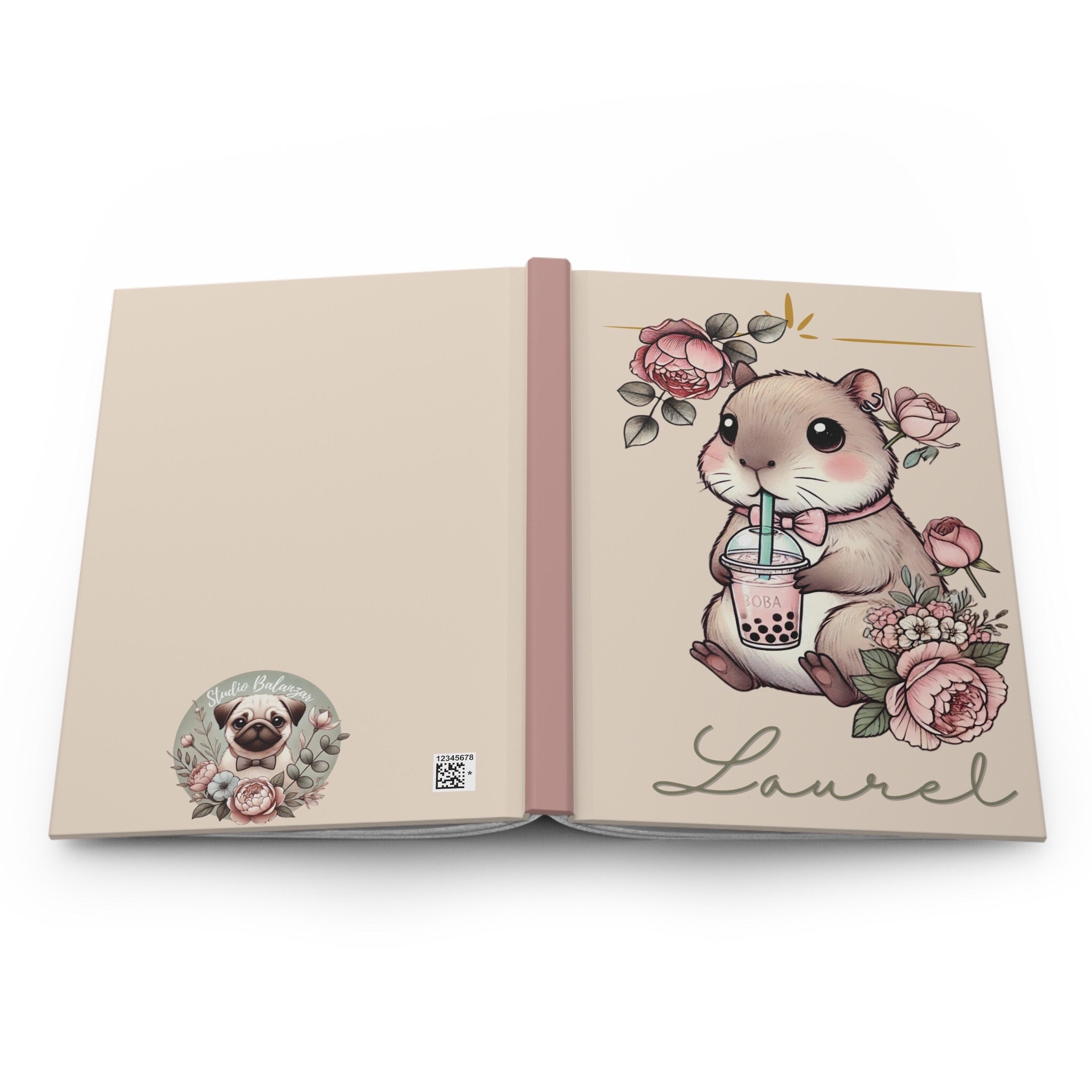 Personalized Capybara Journal Custom Name Boba Tea Notebook Cute Animal ...