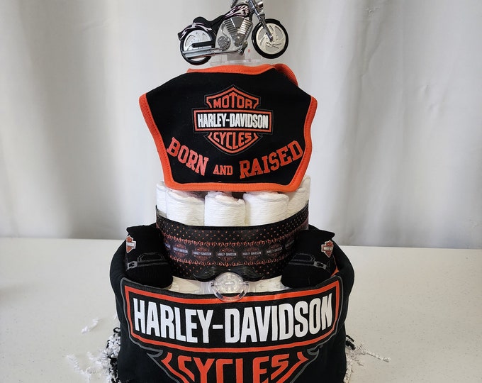 Harley Davidson Diaper Cake - Baby Gift/baby Shower Centerpiece - Etsy