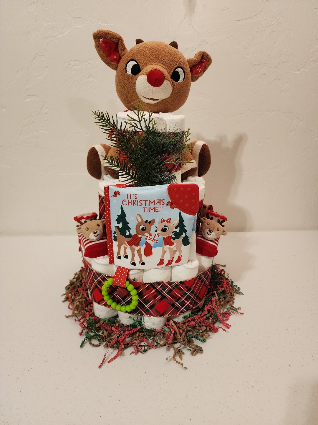 Rudolph Diaper Cake Baby Gift/baby Shower Centerpiece - Etsy