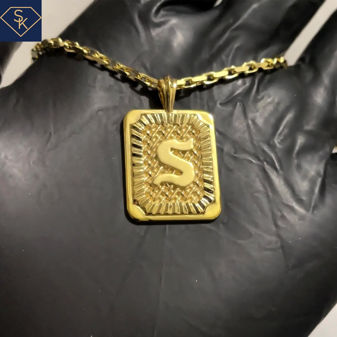 Brand New 14K Solid Yellow Gold Initial "s" Pendant With Braided ...
