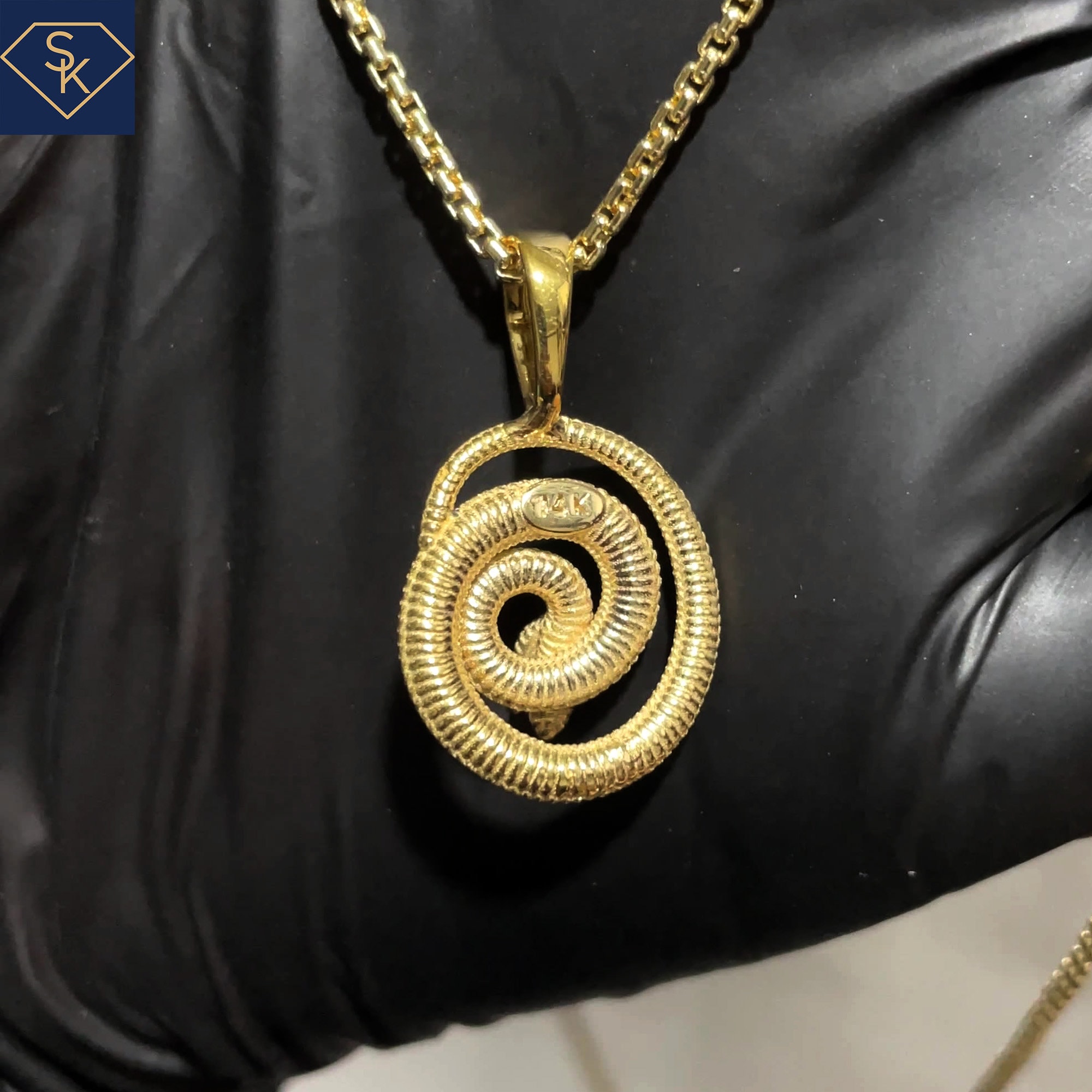 Brand New 14K Solid Yellow Gold Snake Striking Pendant - Etsy