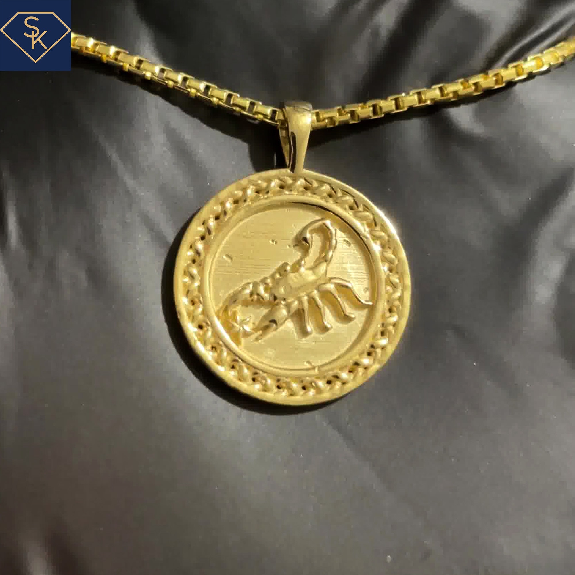 Brand New 14K Solid Yellow Gold Scorpion Pendant With Braded Patterns ...