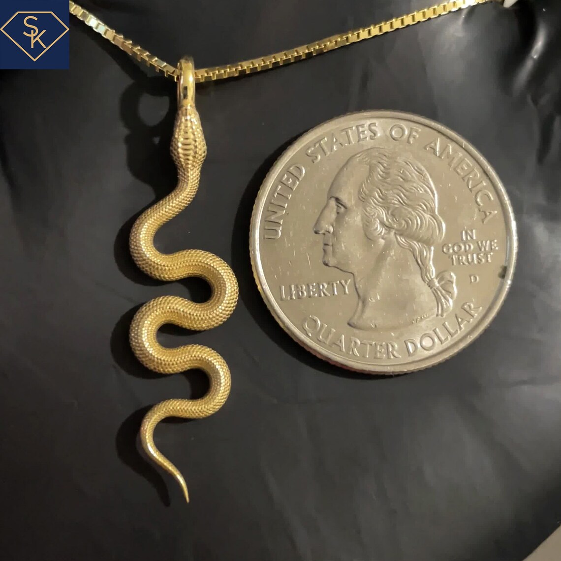 Brand New 14K Solid Yellow Gold Snake Pendant - Etsy