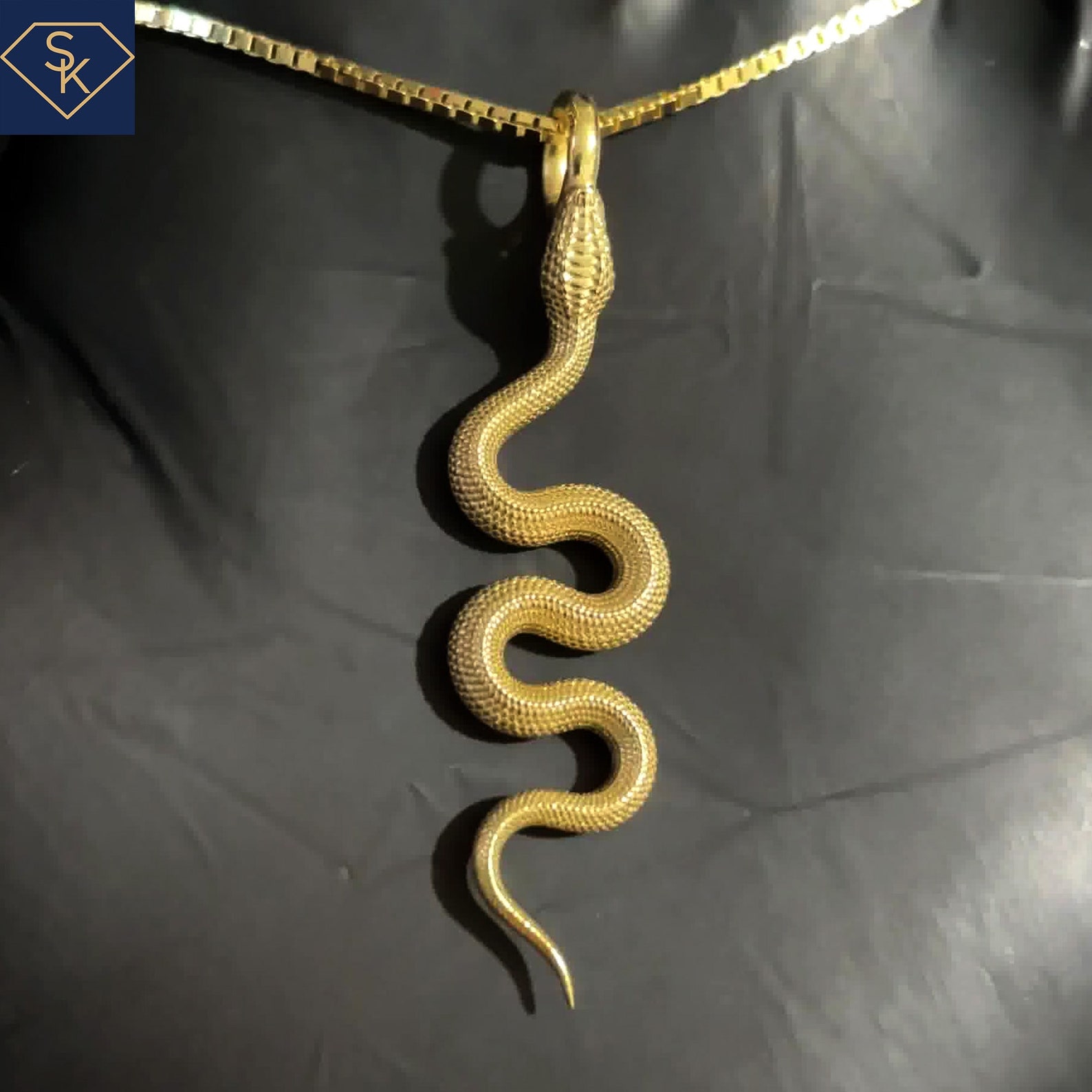 Brand New 14K Solid Yellow Gold Snake Pendant - Etsy